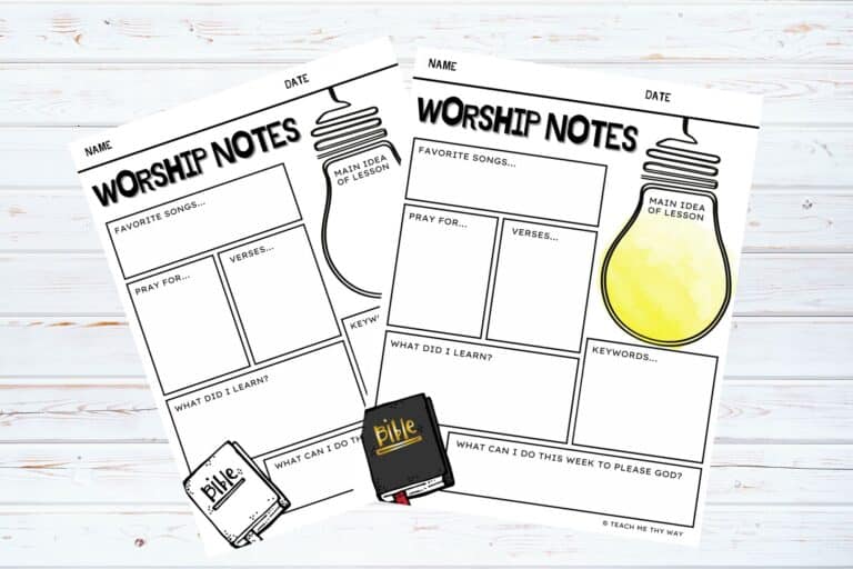 Free Worship Notes for Kids - Teach Me Thy Way