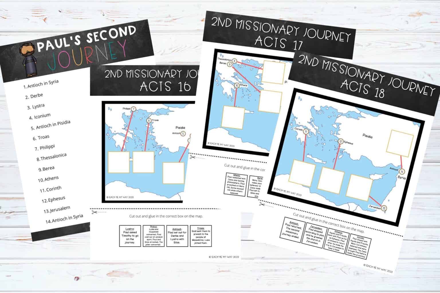 Map Paul’s Second Missionary Journey Worksheets - Teach Me Thy Way